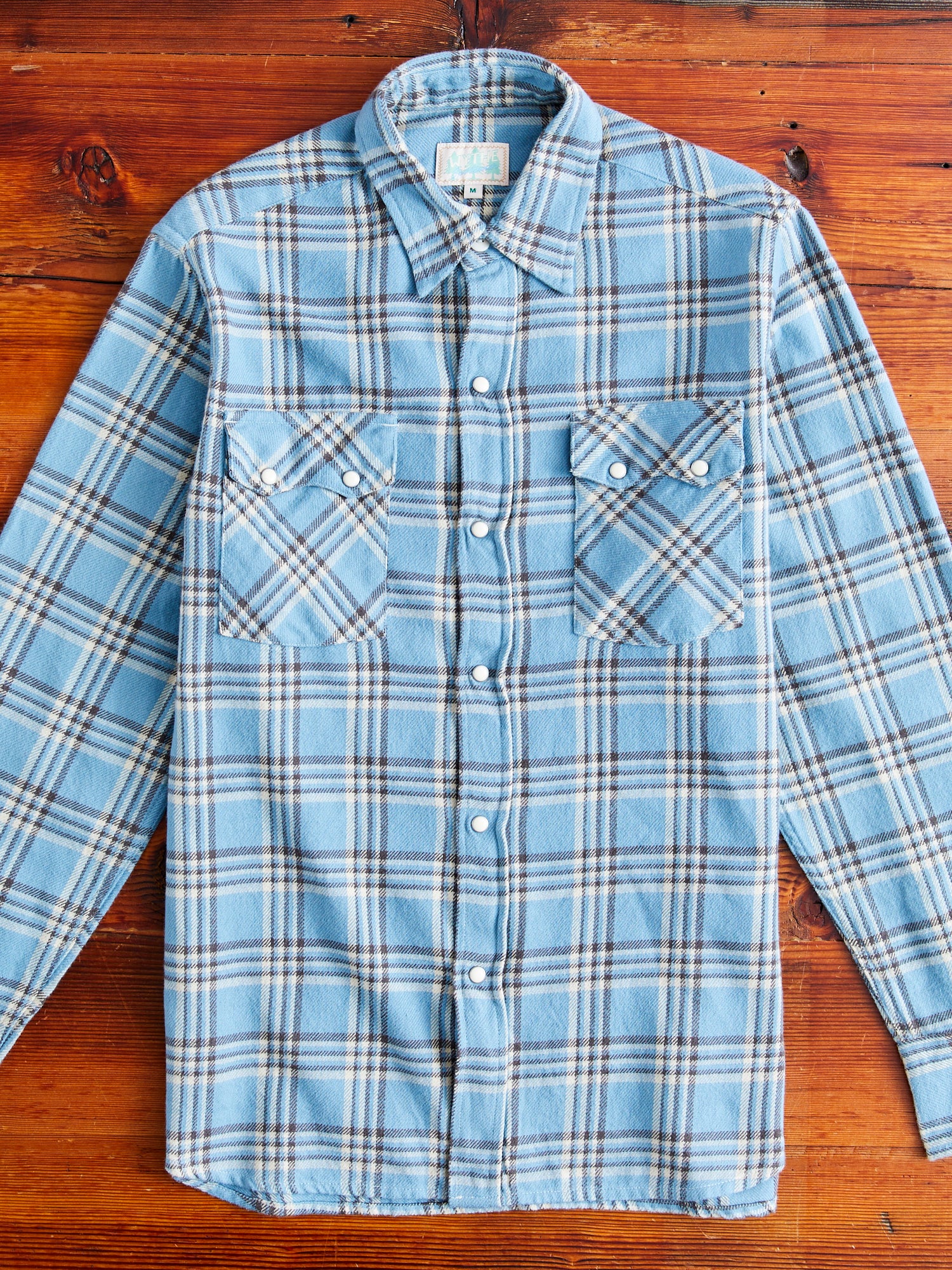 Washed Flannel Pearl Snap Shirt in Rogue River – Blue Owl Workshop
