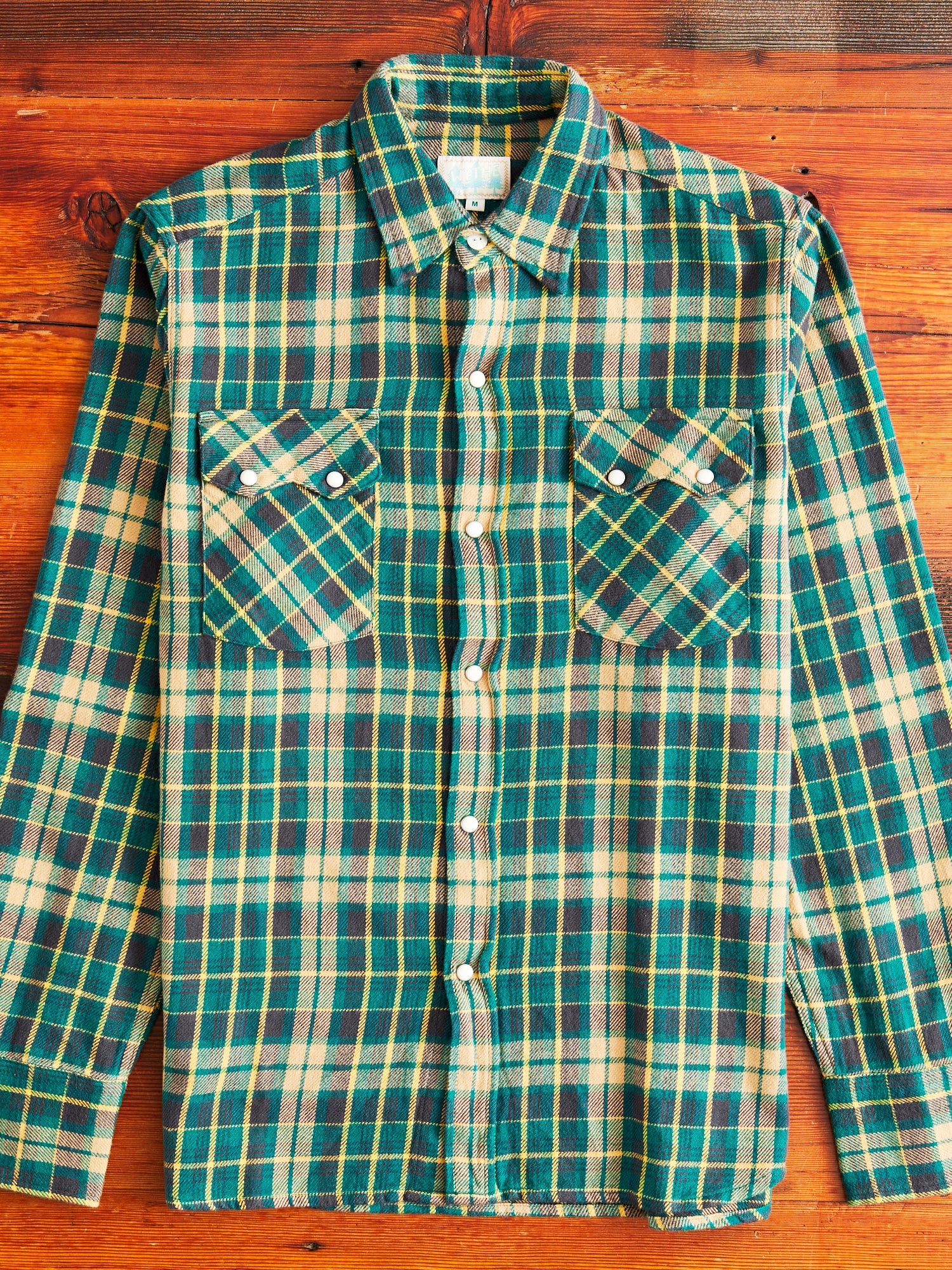 Washed Flannel Pearl Snap Shirt in Wisconsin White Pine – Blue Owl Workshop