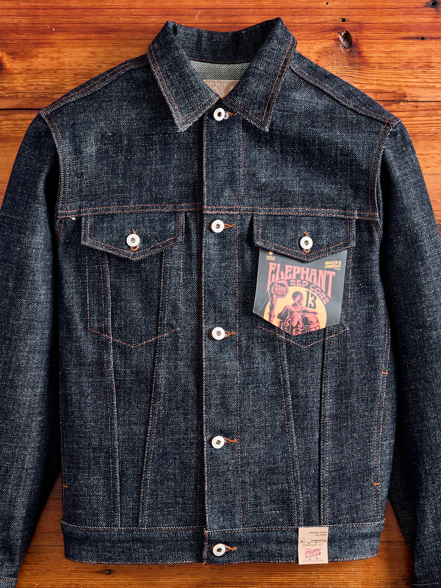 "Elephant 13 - Red Core" 21oz Selvedge Denim Jacket – Blue Owl Workshop