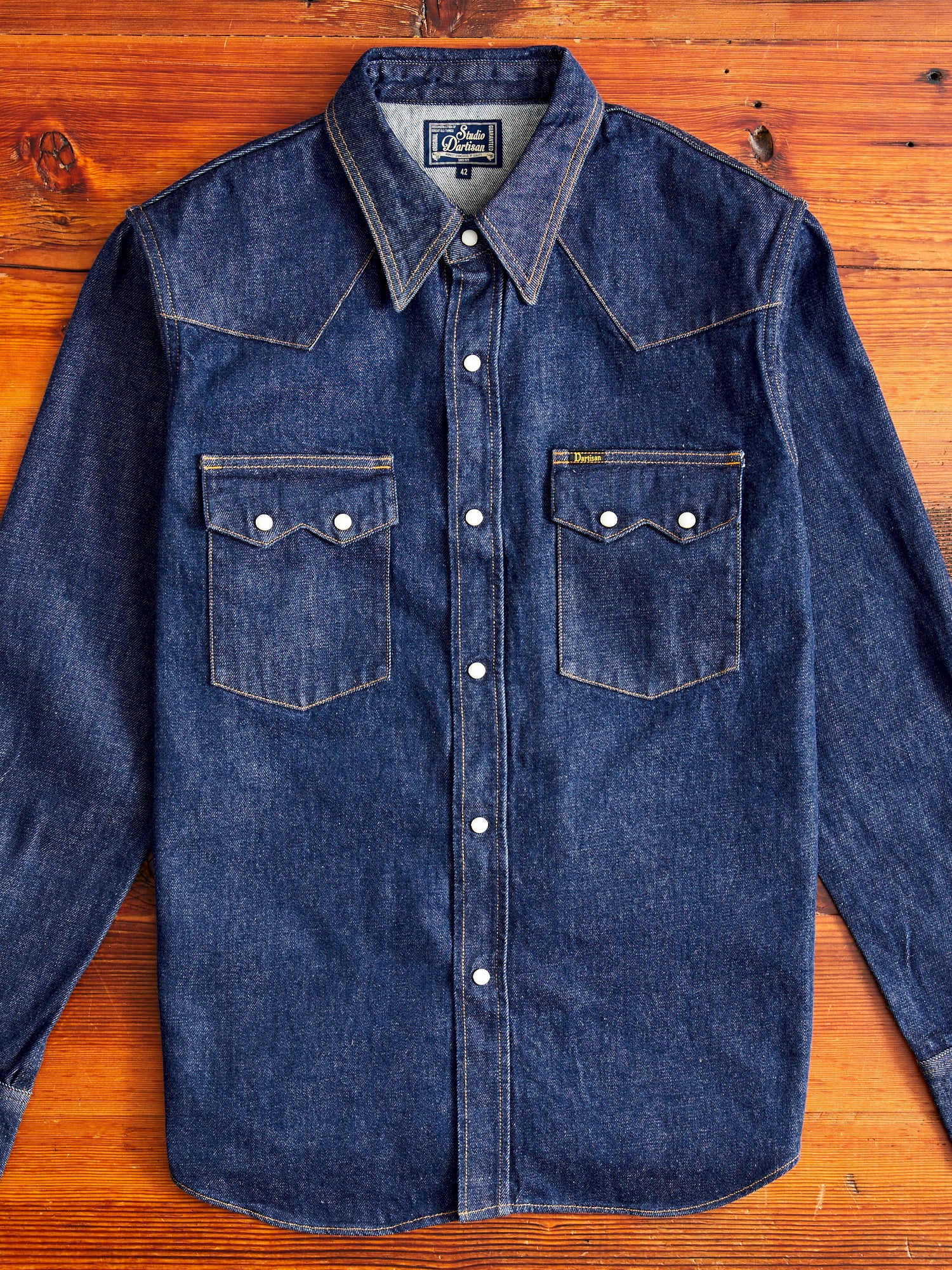 13oz Denim Western Shirt in Natural Indigo – Blue Owl Workshop