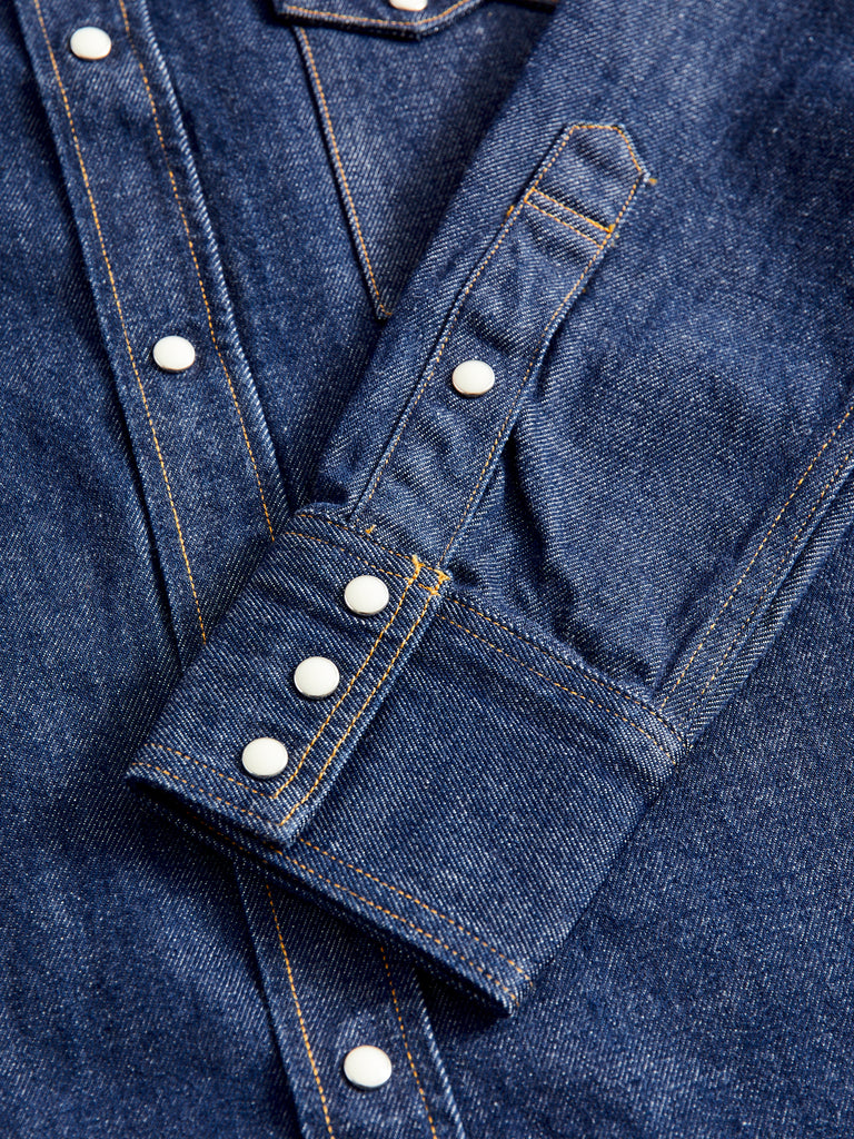 13oz Denim Western Shirt in Natural Indigo – Blue Owl Workshop