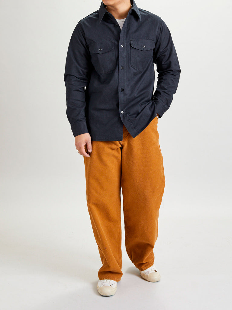 Old Japanese Twill Work Shirt in Ink Black – Blue Owl Workshop