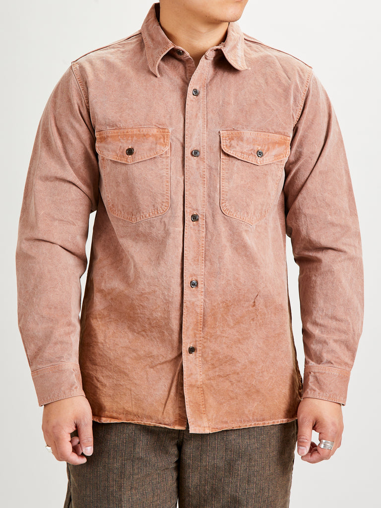 Old Japanese Twill Work Shirt in Pigment-Dyed Brick – Blue Owl Workshop