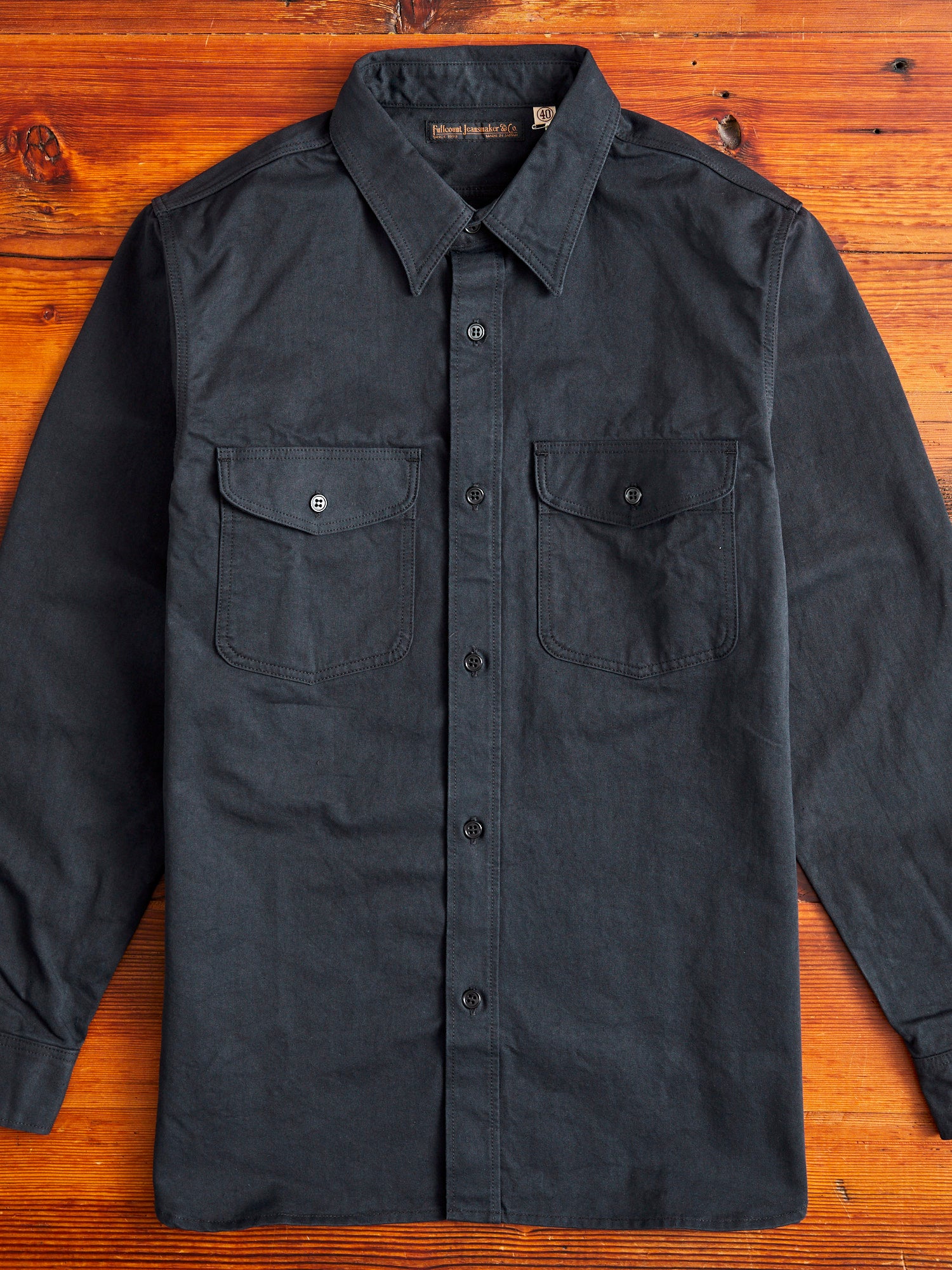 Old Japanese Twill Work Shirt in Ink Black – Blue Owl Workshop