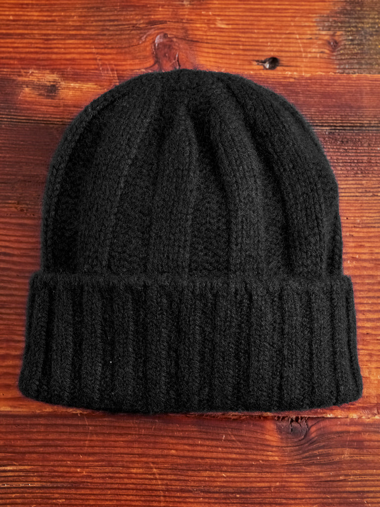 Cashmere Rib Watch Cap in Black – Blue Owl Workshop