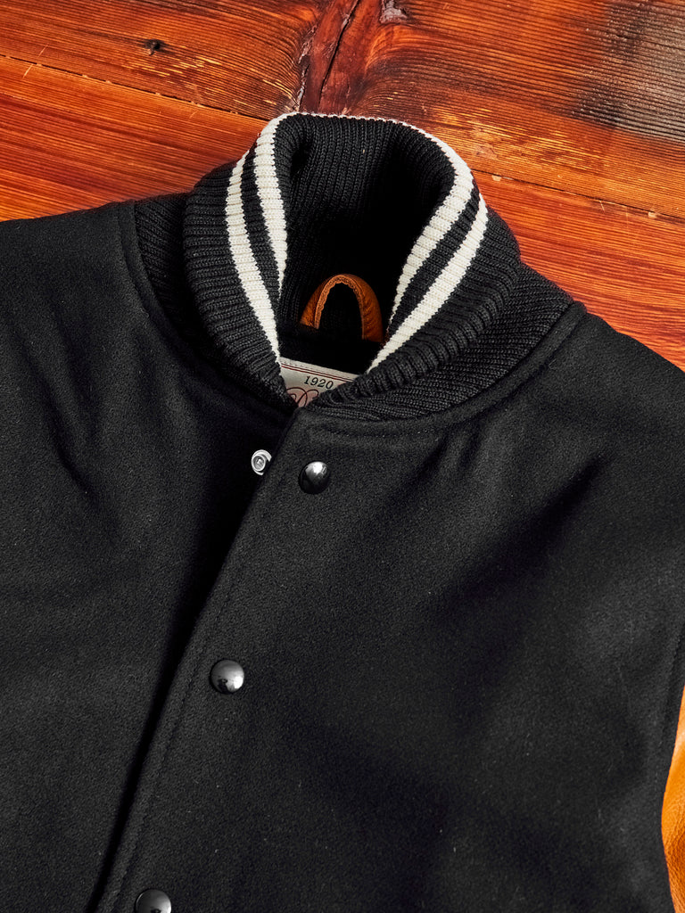Varsity Jacket in Black Rust – Blue Owl Workshop