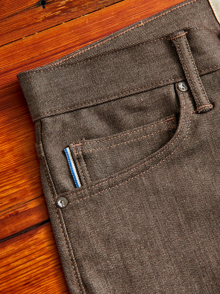 "Brown Raw" 10.5oz Stretch Selvedge Denim - Pen Slim – Blue Owl Workshop
