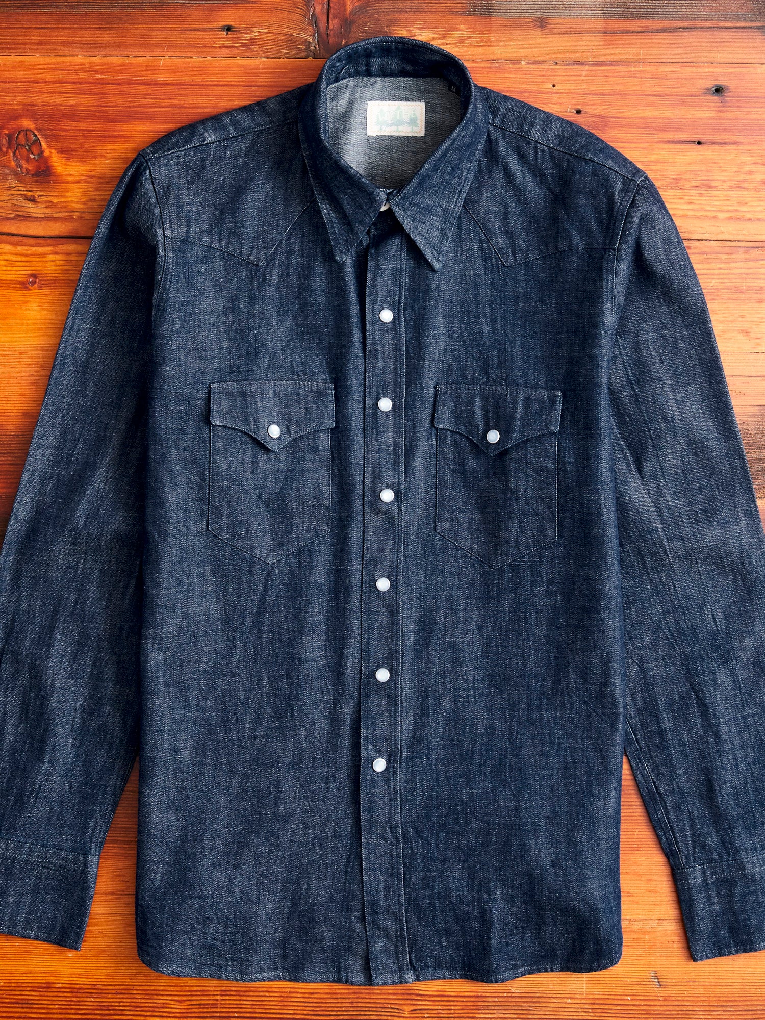 Denim Pearl Snap Shirt in Rinsed Indigo – Blue Owl Workshop
