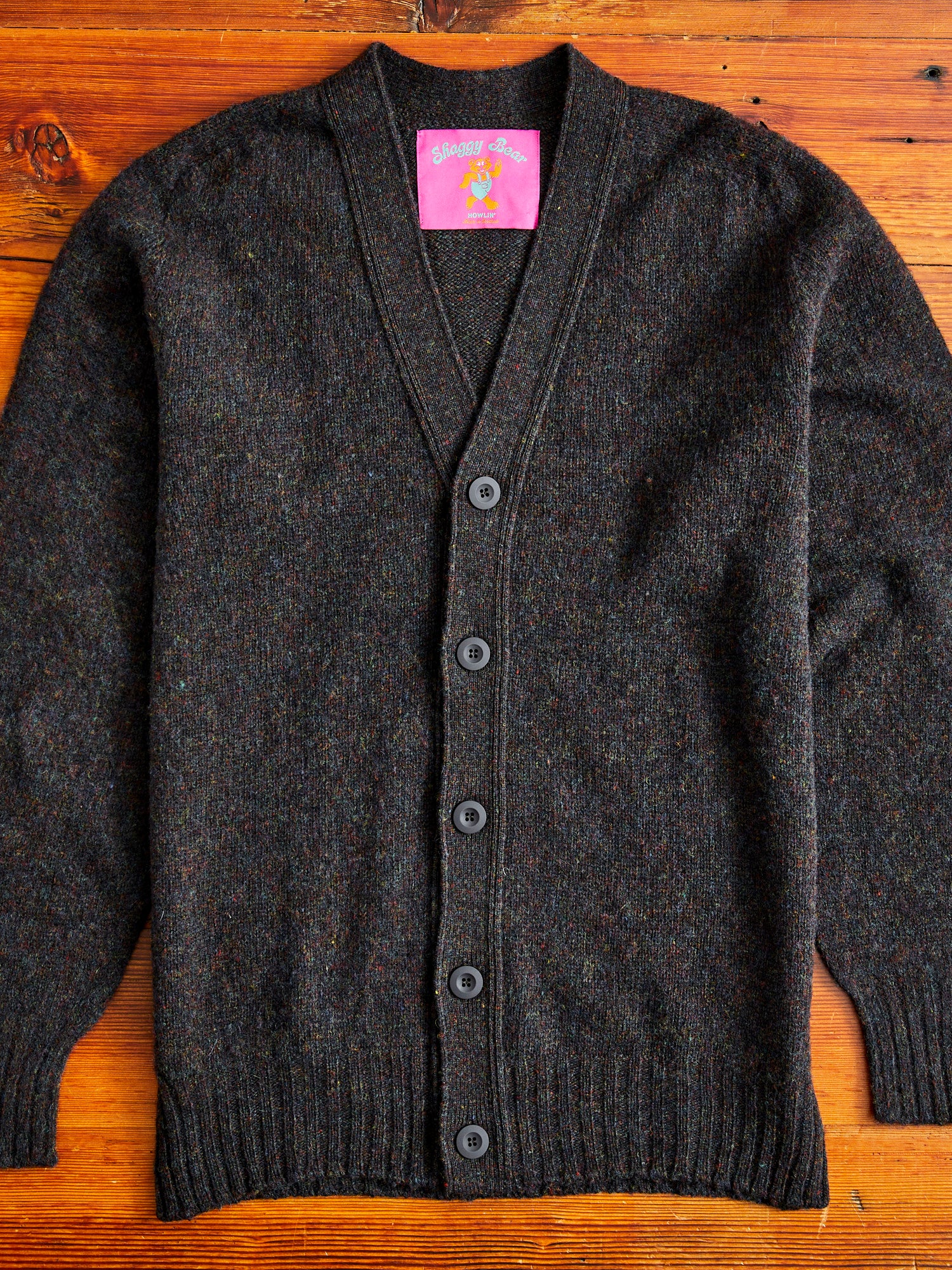 "Shaggy Bear" Wool Cardigan in Wolf – Blue Owl Workshop