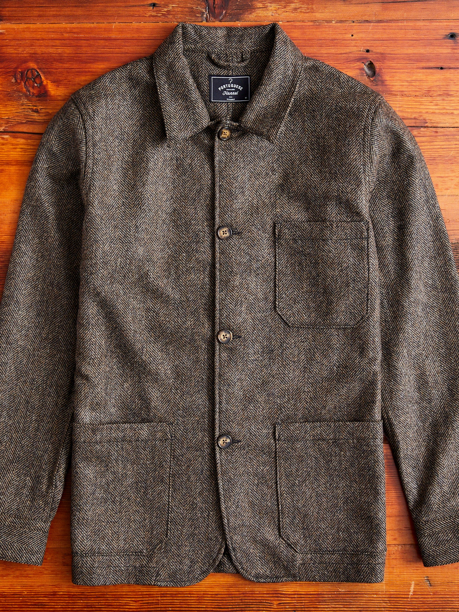 Labura Herringbone Wool Chore Coat in Brown – Blue Owl Workshop