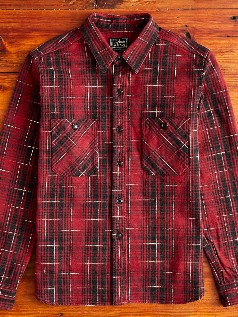 "Midare Kasuri" Heavyweight Flannel Overshirt in Red – Blue Owl Workshop