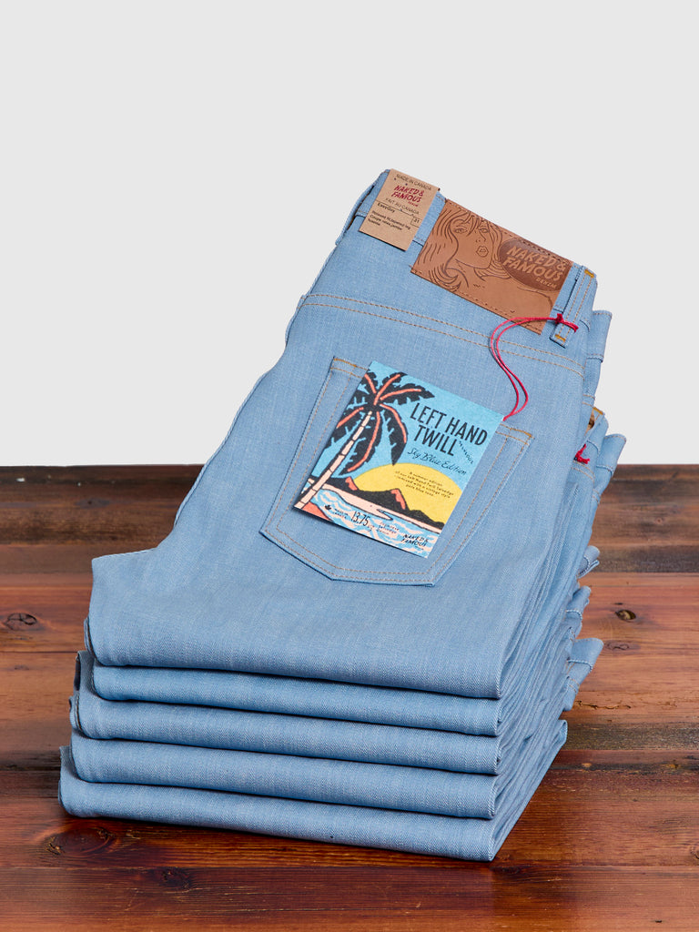 "Left Hand Twill Sky Blue" 13.75oz Selvedge Denim - Easy Guy Fit – Blue ...