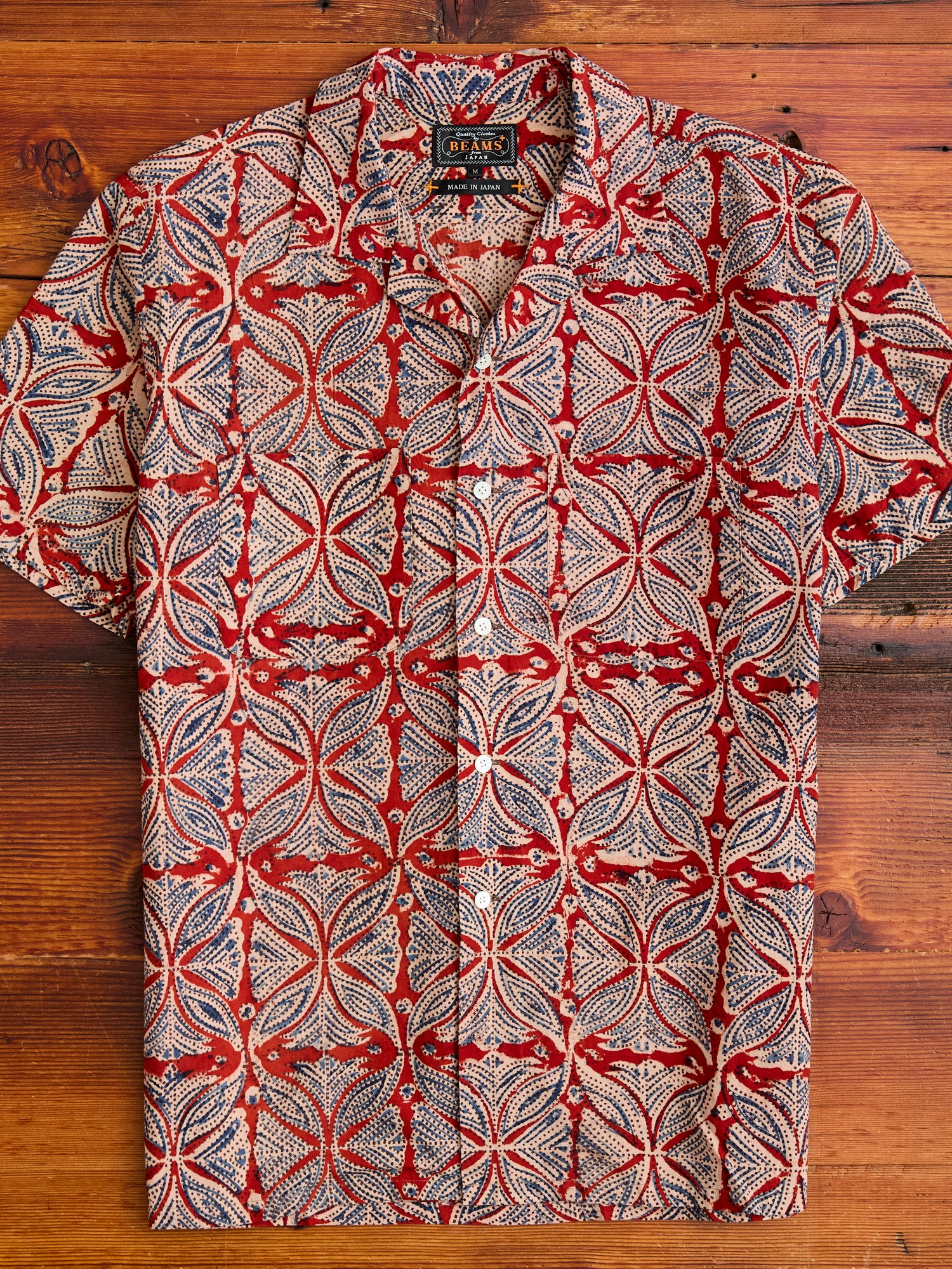 Indian Block Print Open Collar Shirt in Vermillion – Blue Owl Workshop