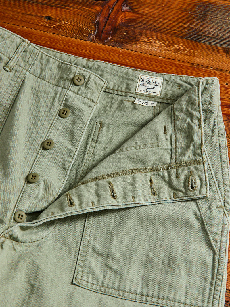 Herringbone Summer Fatigue Pants in Green – Blue Owl Workshop