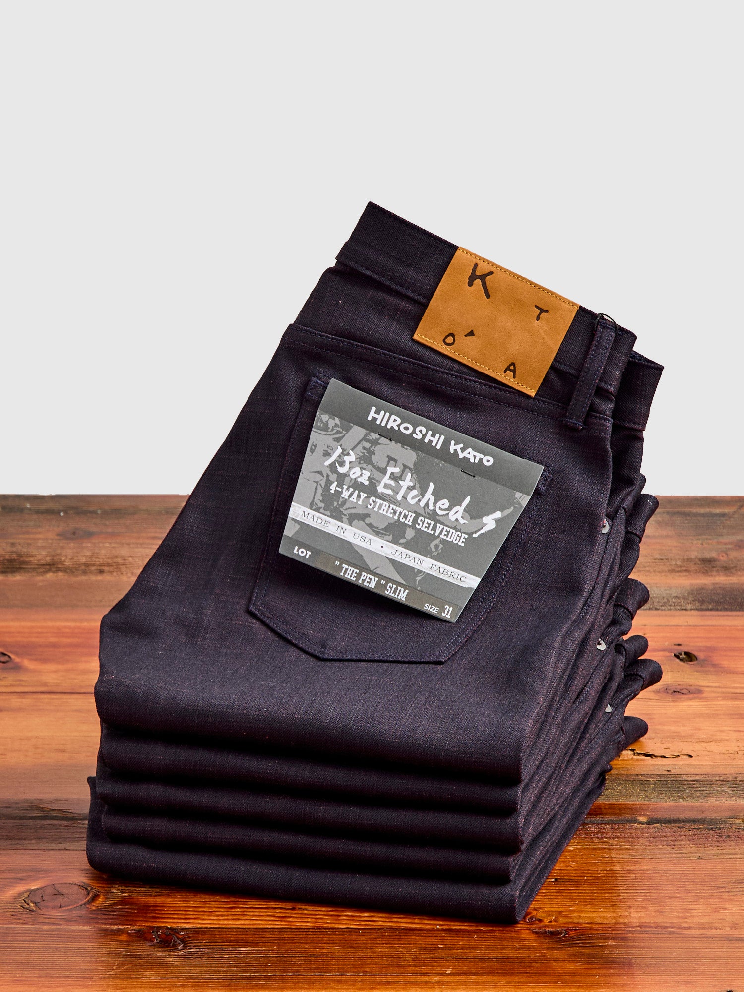 "Etched" 13oz Bordeaux Weft Stretch Selvedge Denim - Pen Slim – Blue ...