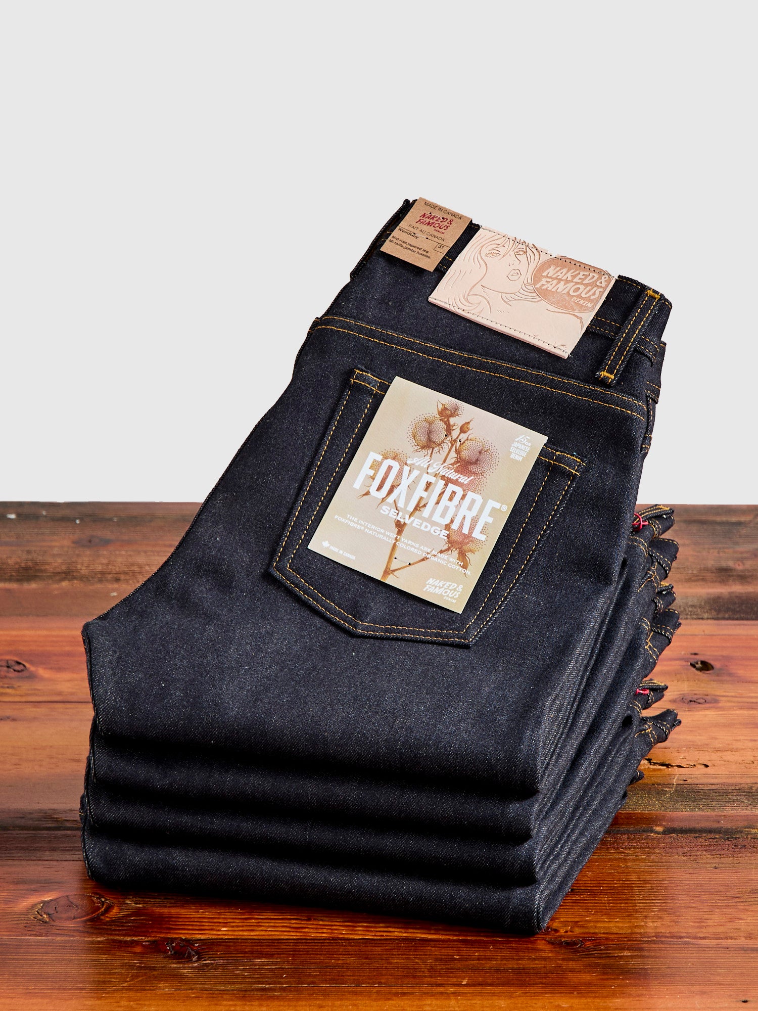"All Natural Foxfibre" 15oz Selvedge Denim - Weird Guy Fit – Blue Owl ...