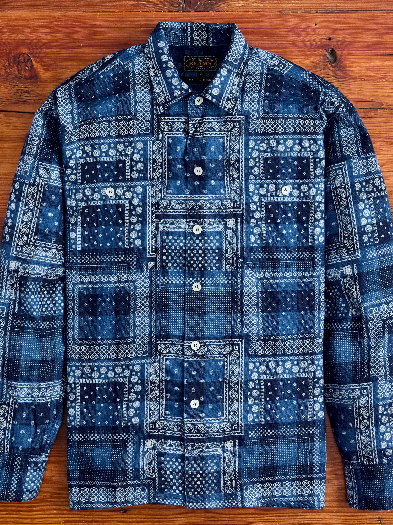 MIL Open Collar Discharge Print Shirt in Indigo – Blue Owl Workshop