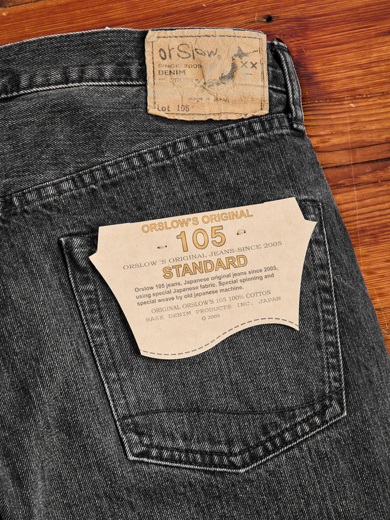 105 "Black Stone Wash" 13.5oz Selvedge Denim - Standard Fit – Blue Owl ...