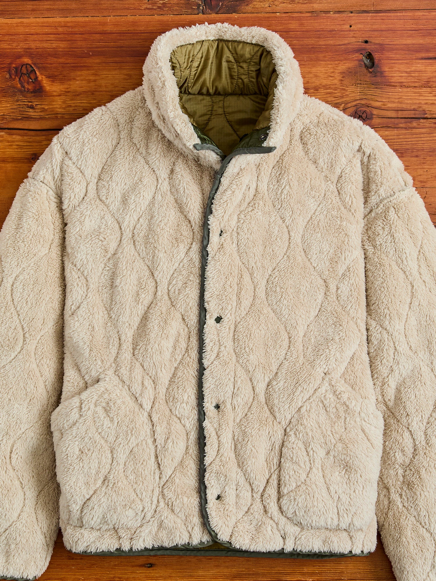 Reversible Nylon Ripstop Boa Liner Jacket in Khaki – Blue Owl Workshop