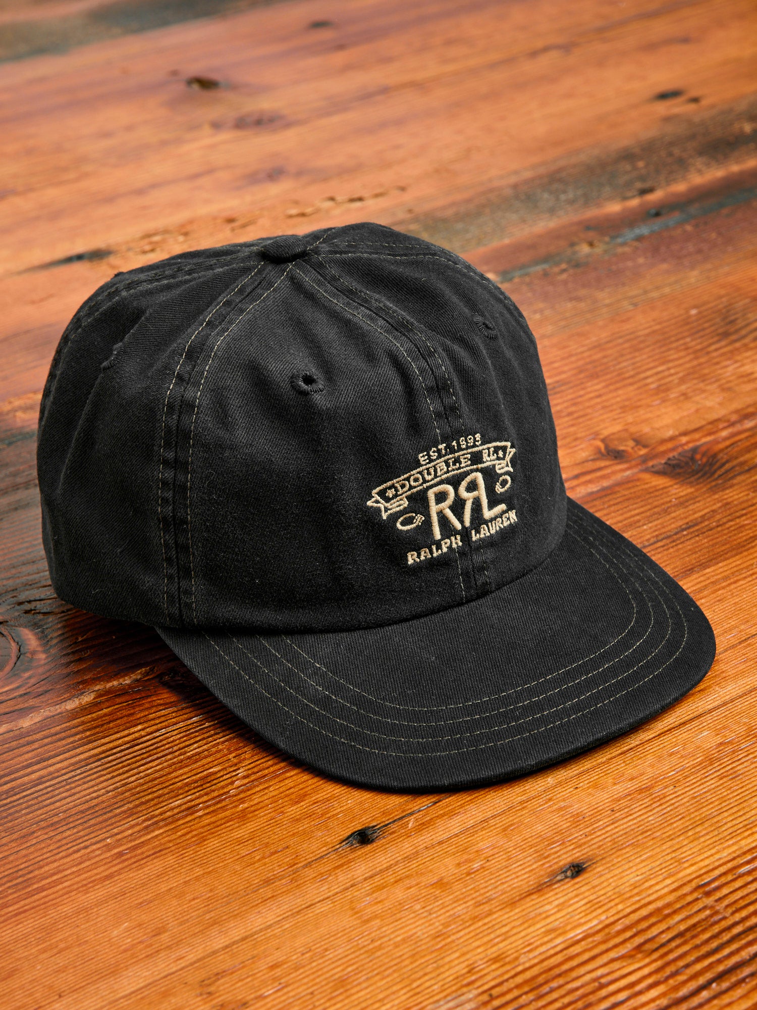 Double RL Logo Sportsman Cap in Black – Blue Owl Workshop