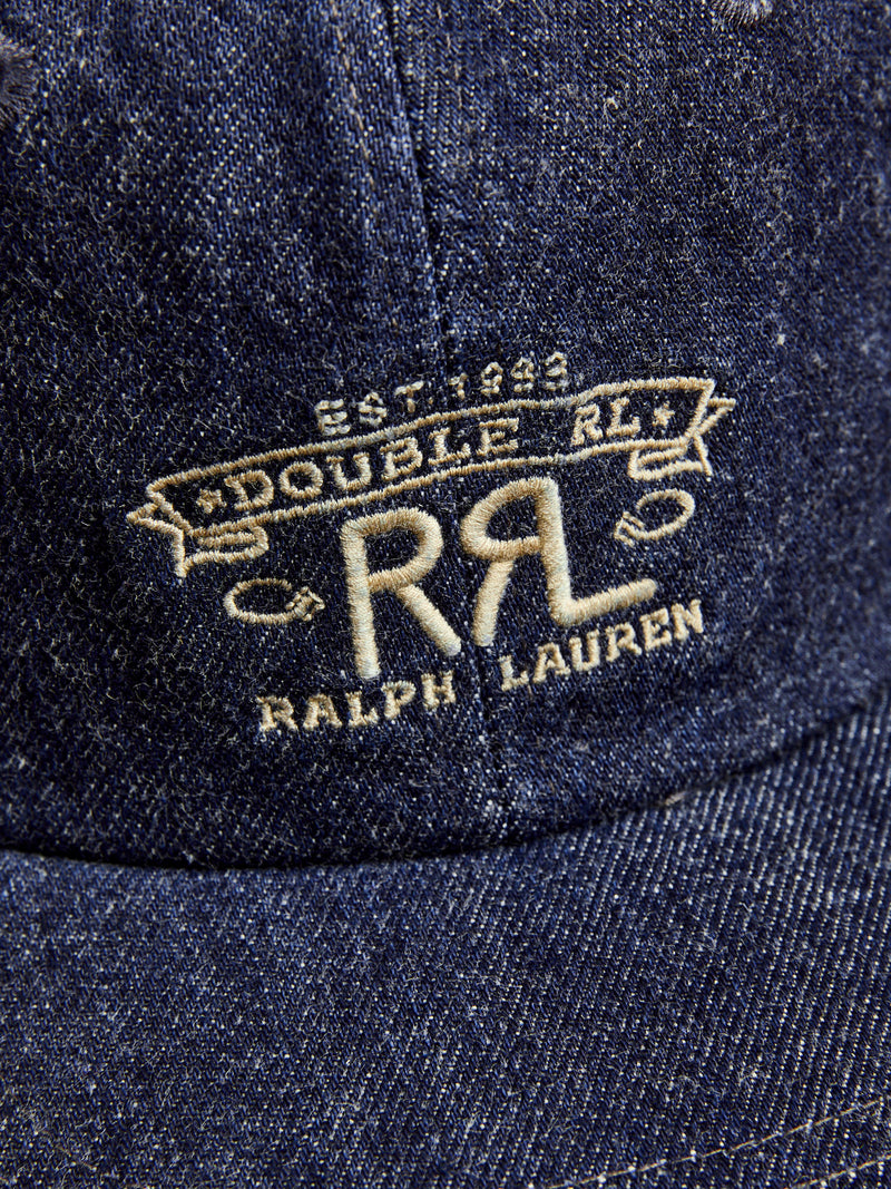 Double RL Logo Sportsman Cap in Rinsed Denim – Blue Owl Workshop