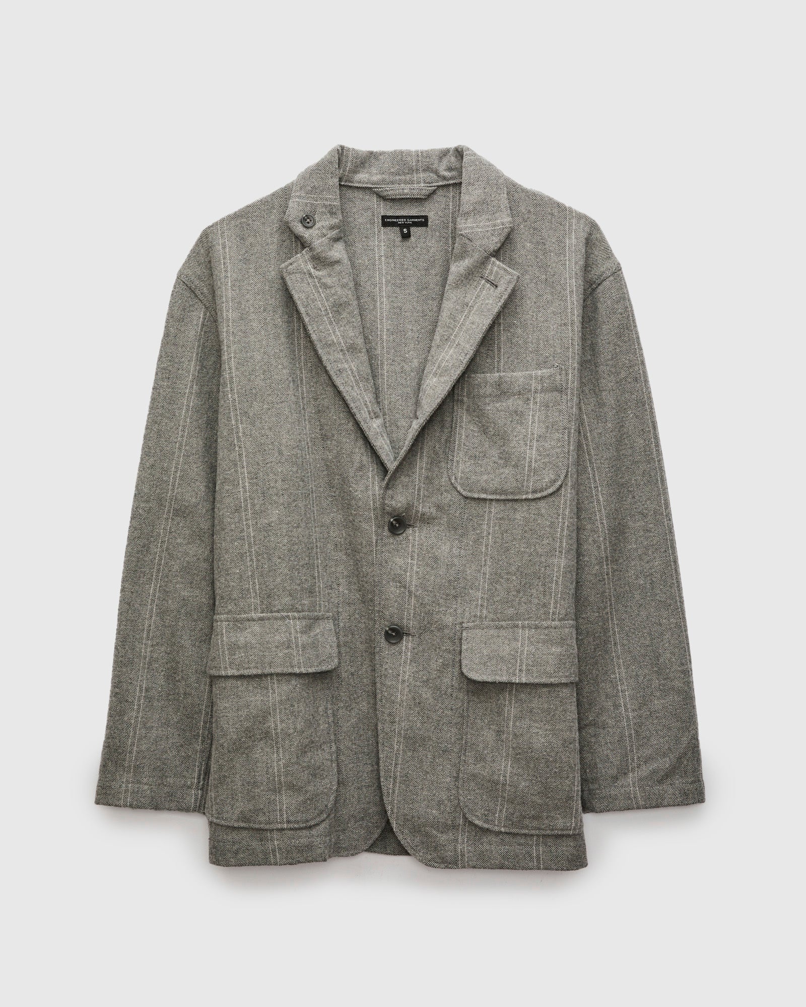 Loiter Jacket in Light Grey Wool Striped HB – Blue Owl Workshop