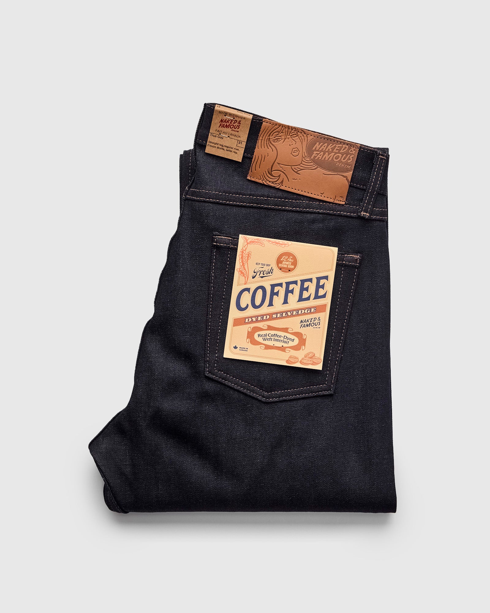 "Coffee Dye" 12.5oz Selvedge Denim - True Guy Fit – Blue Owl Workshop