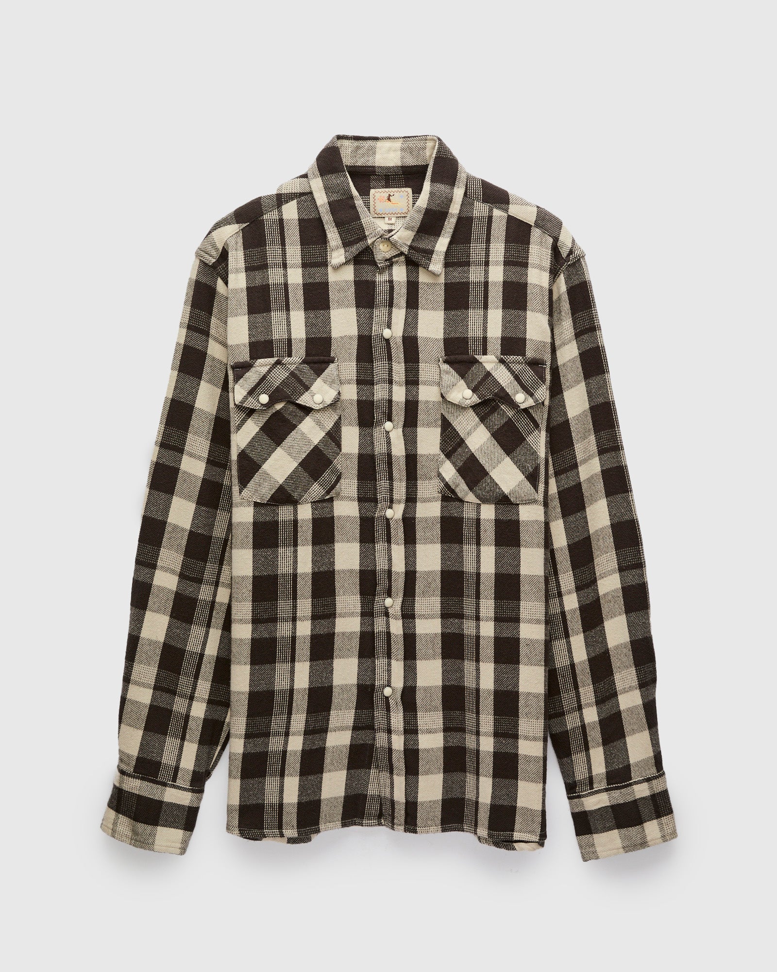 Washed Flannel Pearl Snap Shirt in Night Pitch – Blue Owl Workshop