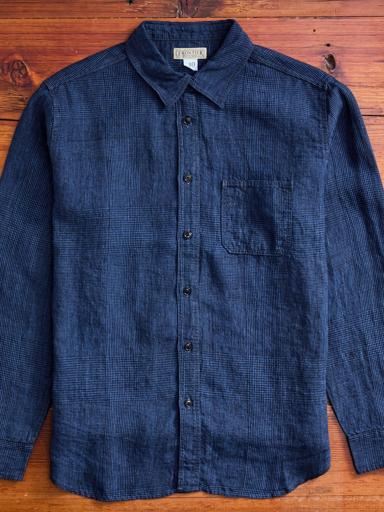 100WS Linen Workshirt in Indigo Check – Blue Owl Workshop