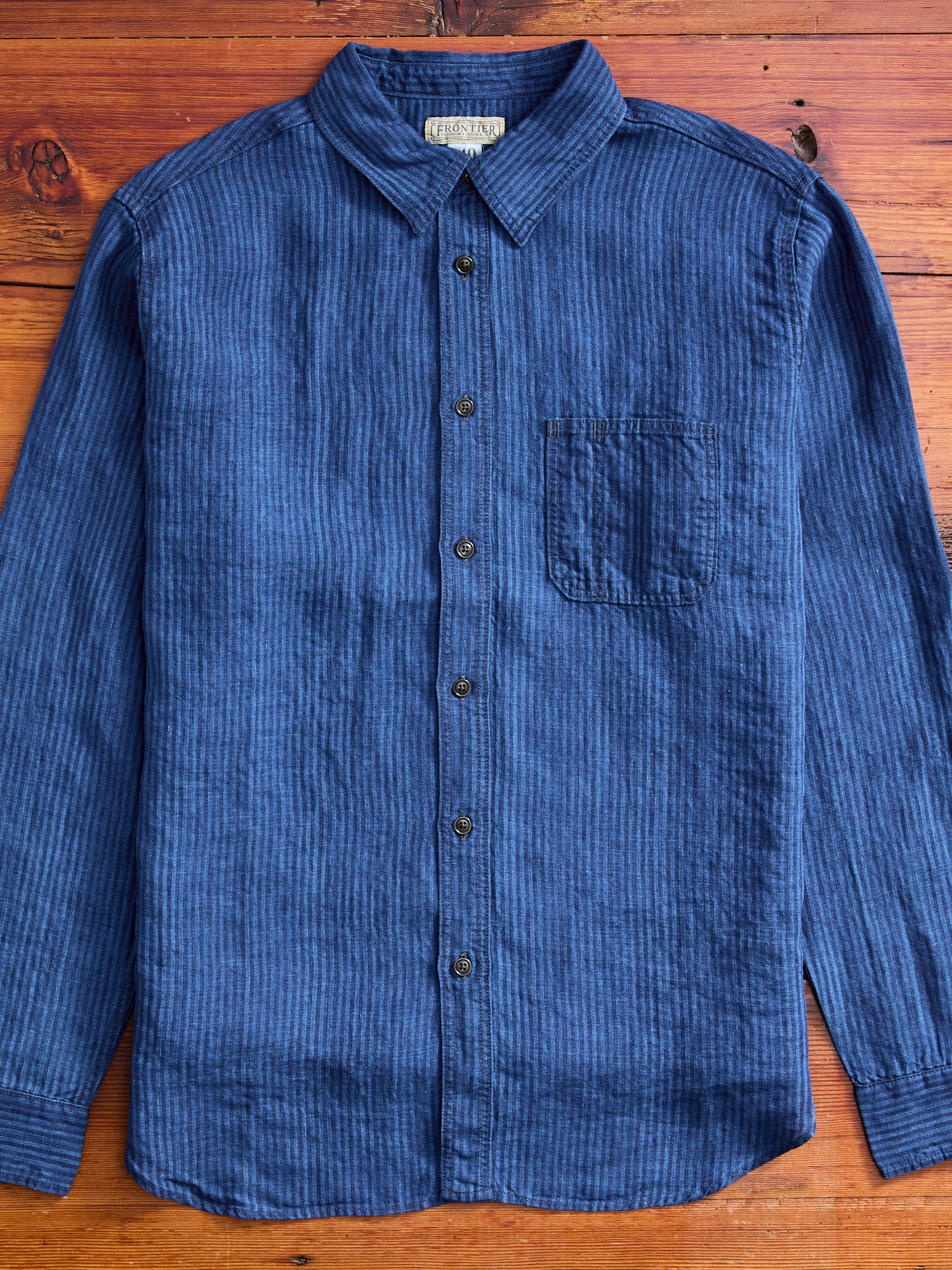 100WS Linen Workshirt in Indigo Stripe – Blue Owl Workshop