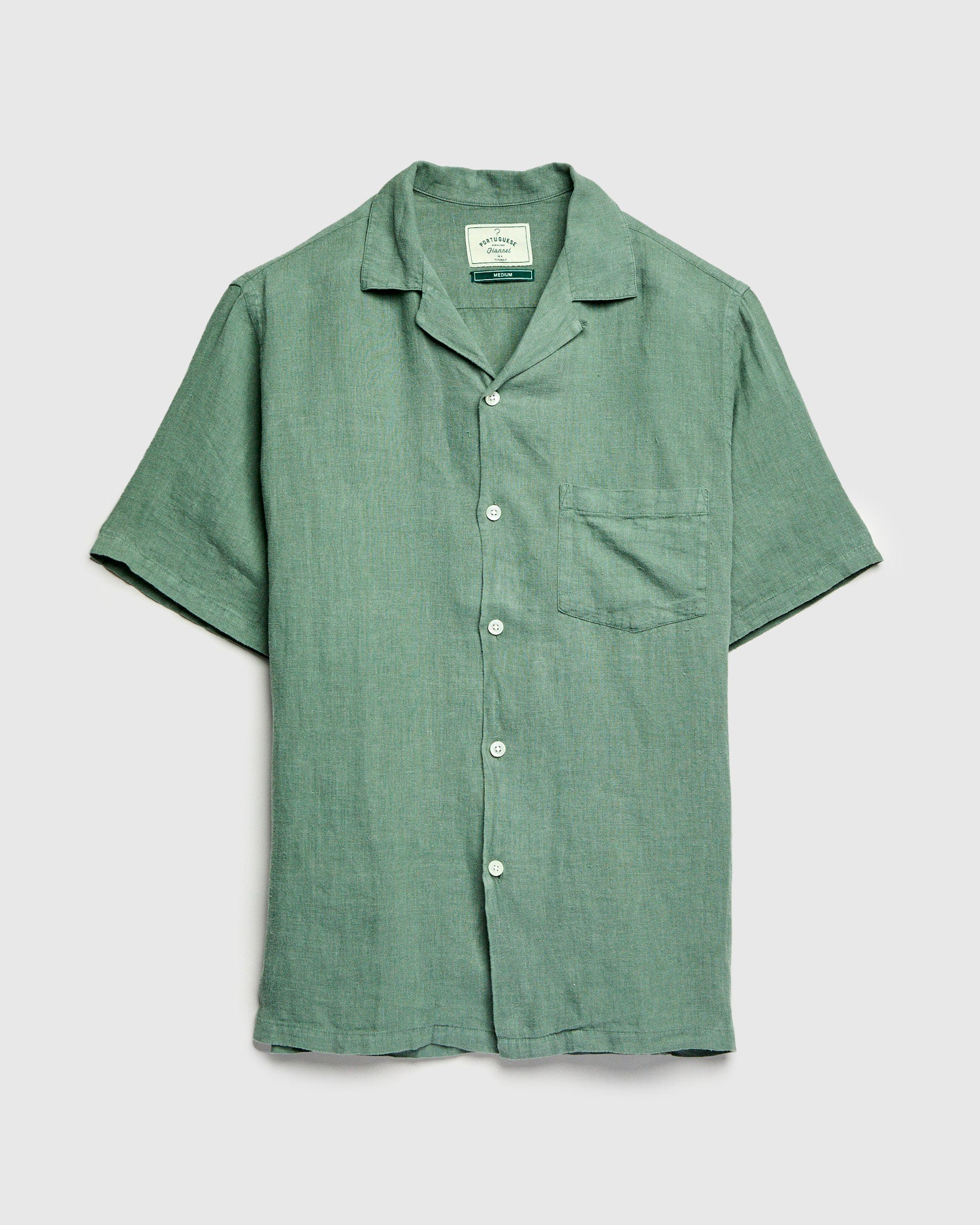 Linen Camp Collar Shirt in Dry Green – Blue Owl Workshop