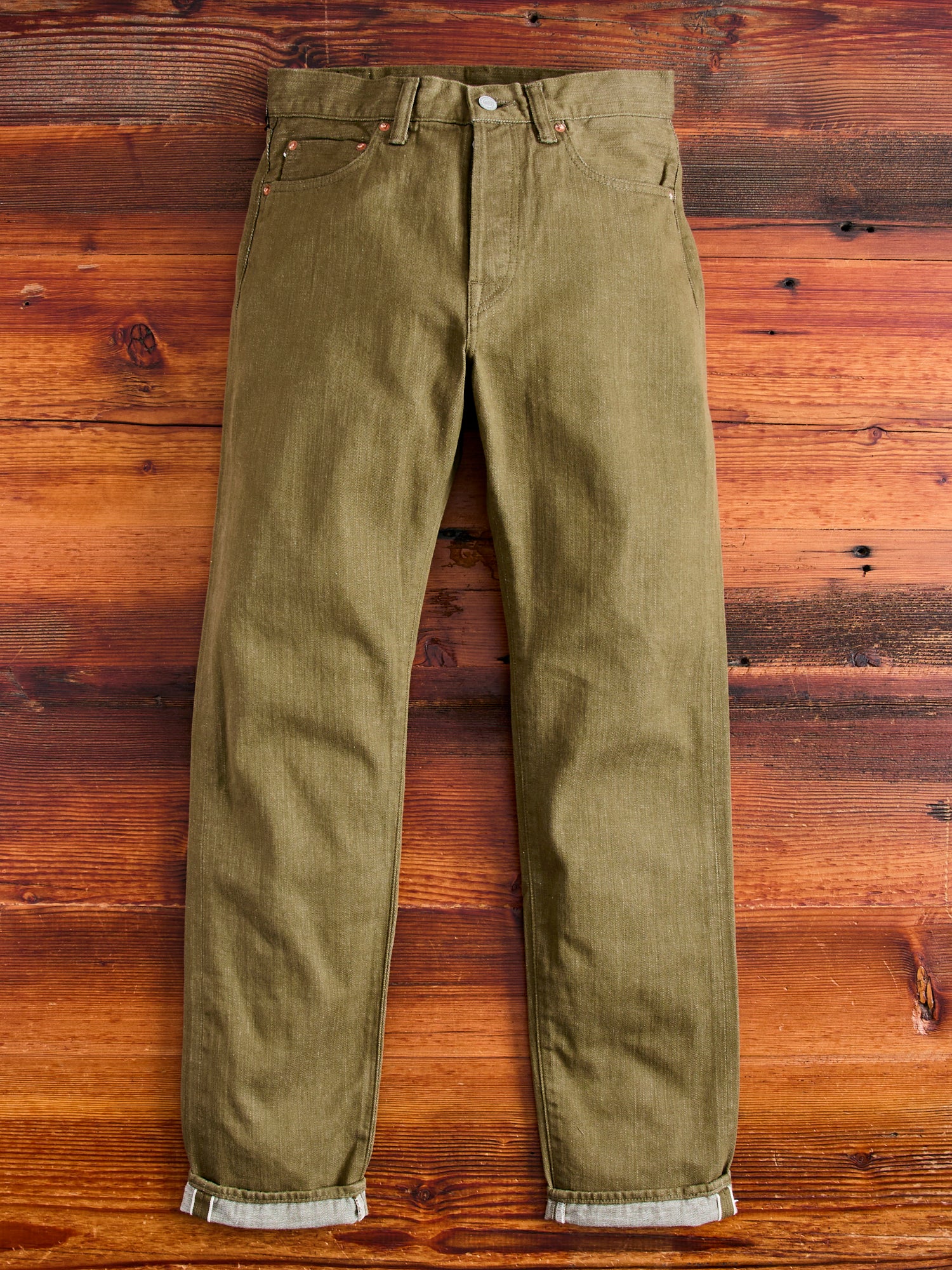 MJXE1300 "British Army Green" 10.5oz Selvedge Denim - Relaxed Tapered ...