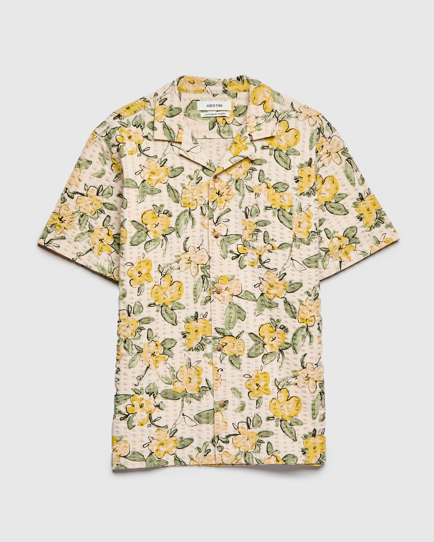 Seersucker Crammond Shirt in Ecru Yellow Floral Print – Blue Owl Workshop