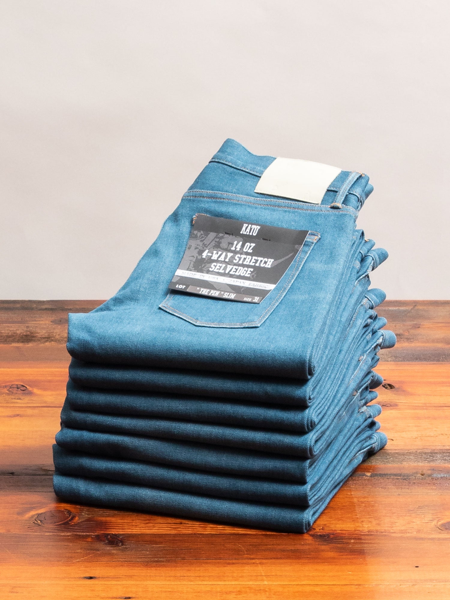 "Halen" 14oz Washed Indigo Stretch Selvedge Denim - Pen Slim – Blue Owl ...