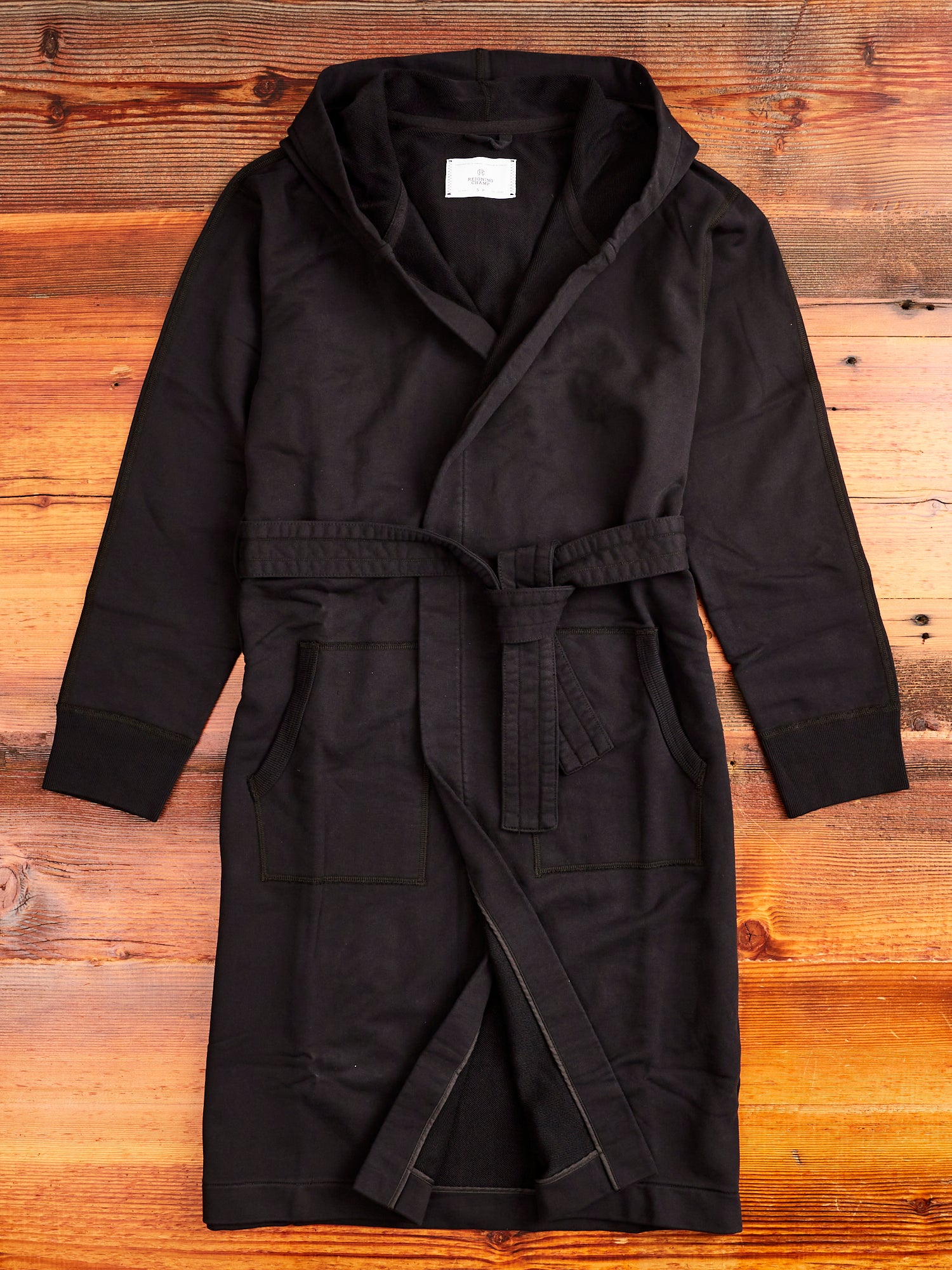 Midweight Terry Hooded Robe in Black – Blue Owl Workshop